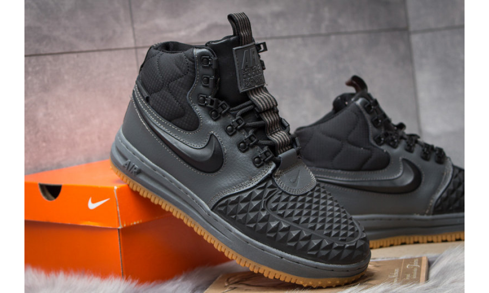 Nike Air Force 1 Lunar Duckboot Black Grey с мехом купить в Москве